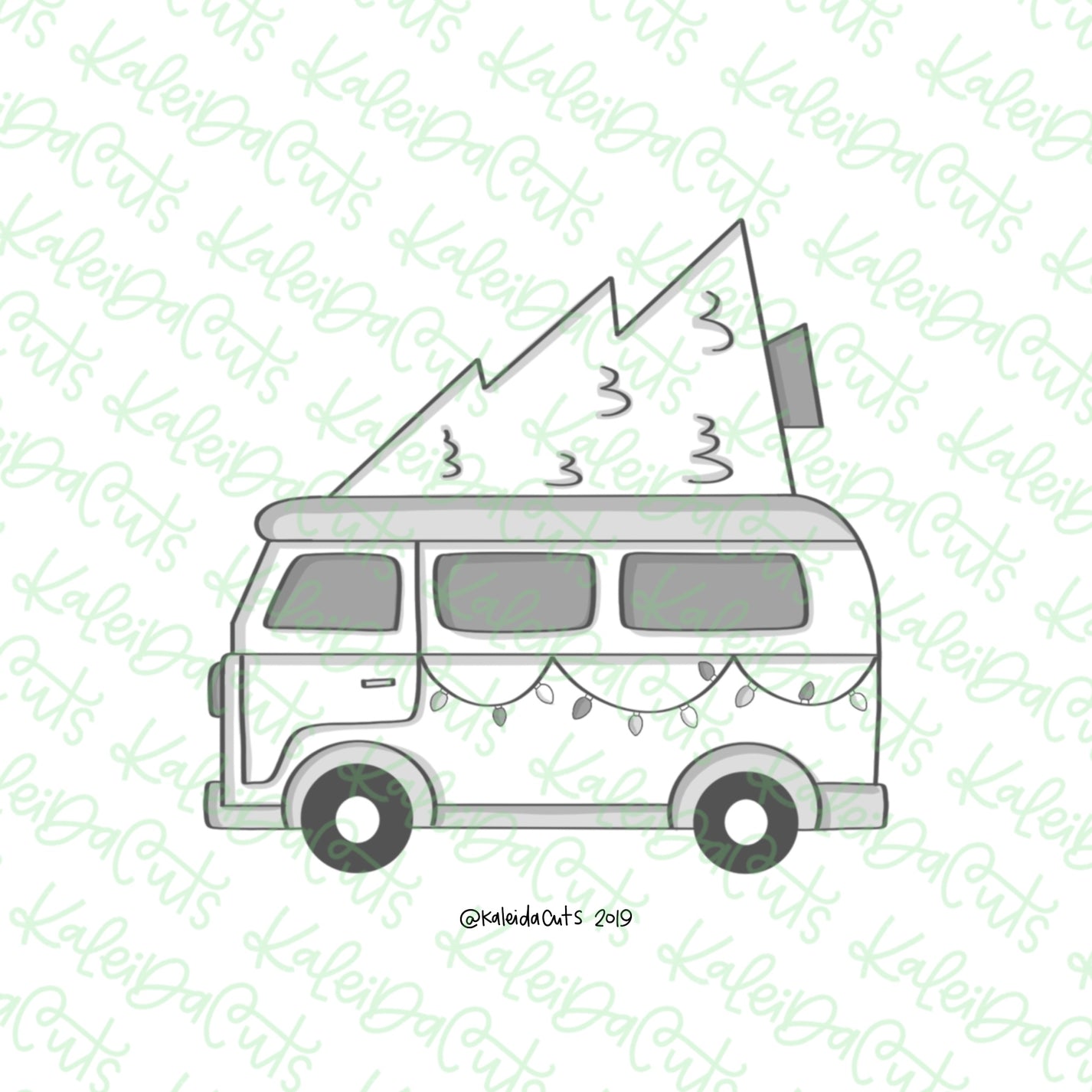 VW Bus with Tree Cookie Cutter – KaleidaCuts