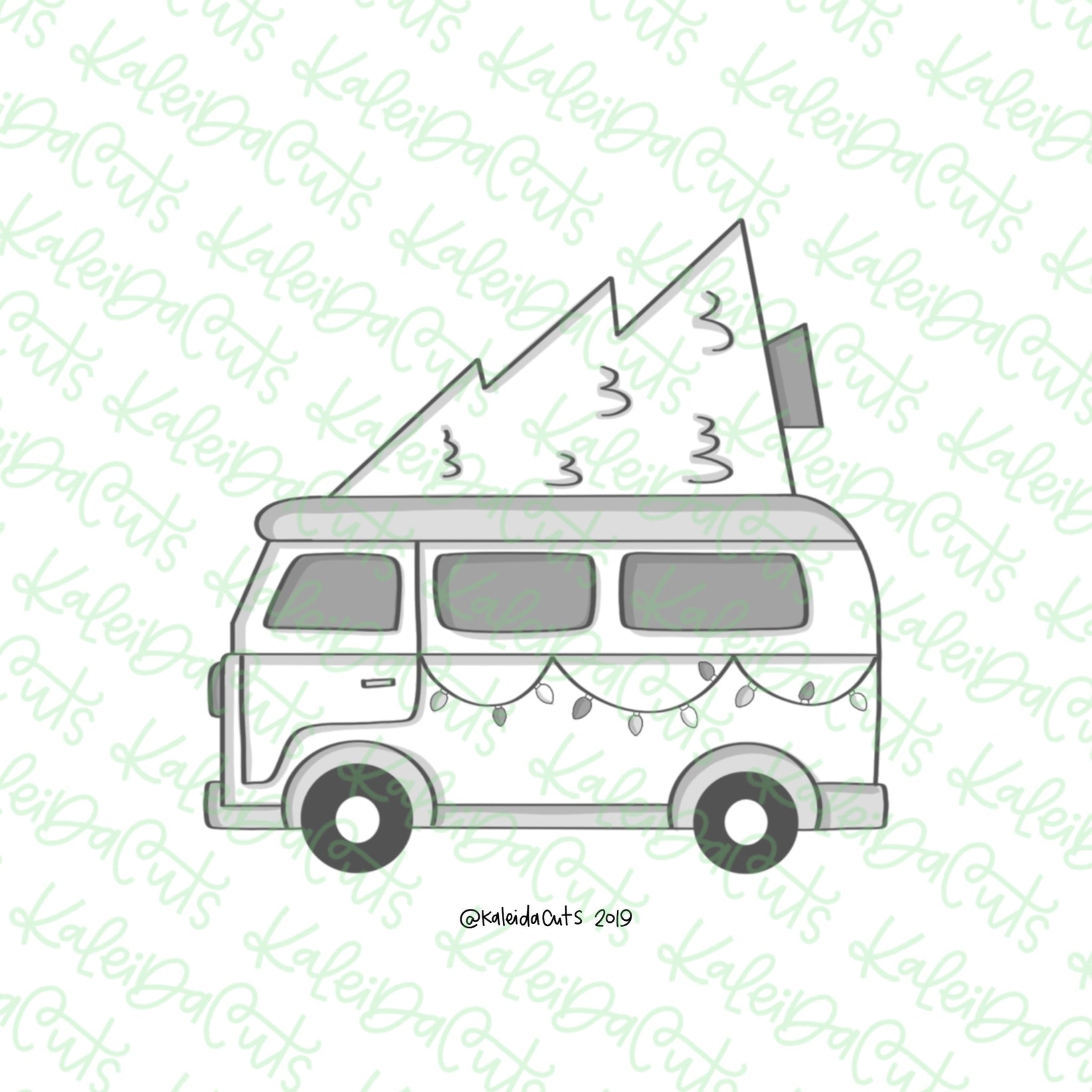 VW Bus with Tree Cookie Cutter – KaleidaCuts