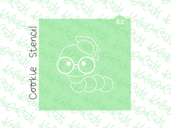 Grad Worm Stencil - KaleidaCuts