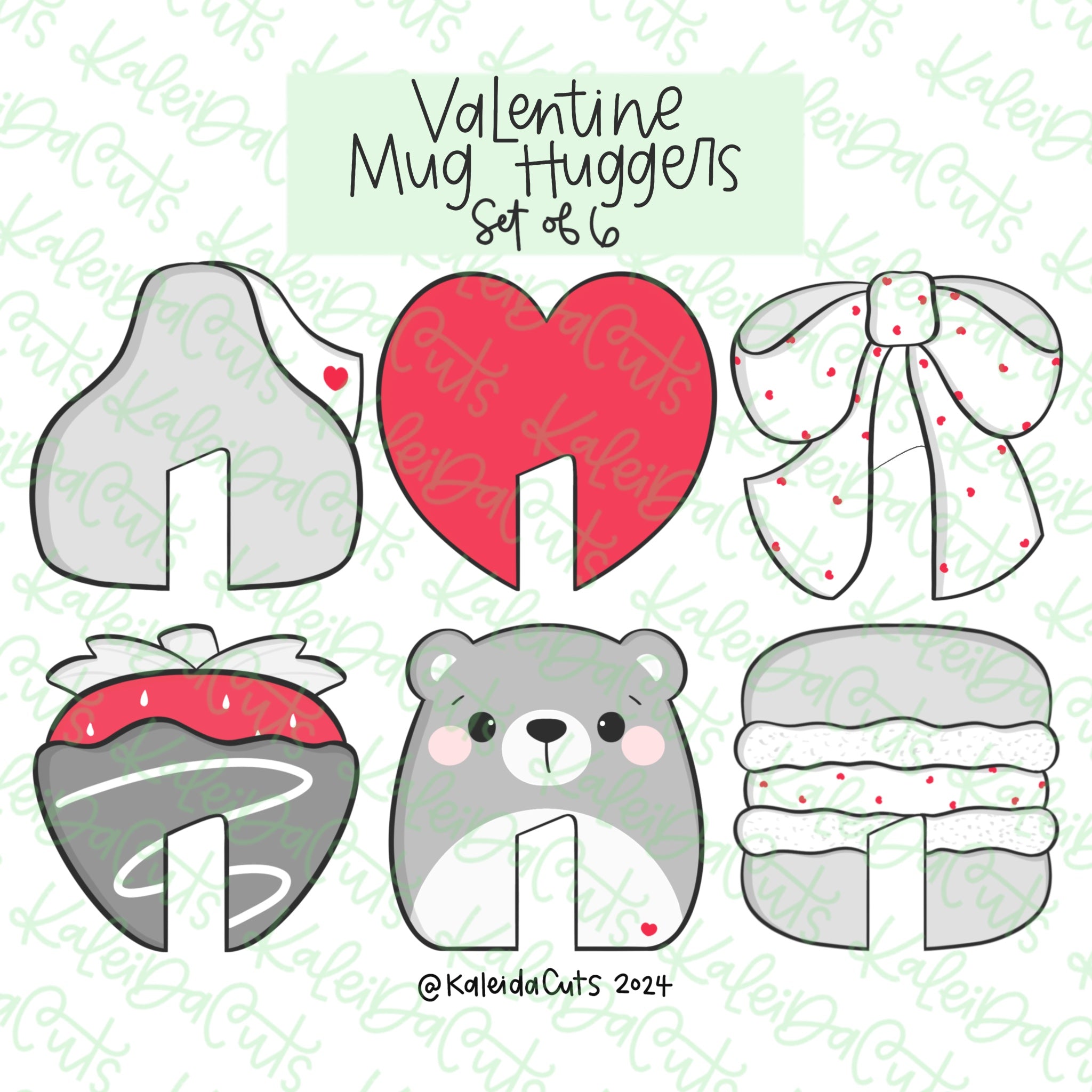 Valentine Mug Huggers Cookie Cutter Set Of 6 Kaleidacuts