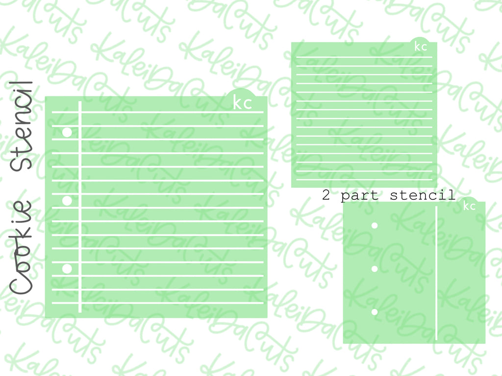 Notebook Paper Pattern - 2 Part Stencil Pack - KaleidaCuts