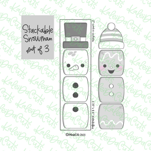 Stackable Snowman Cookie Cutter Set of 3 - KaleidaCuts