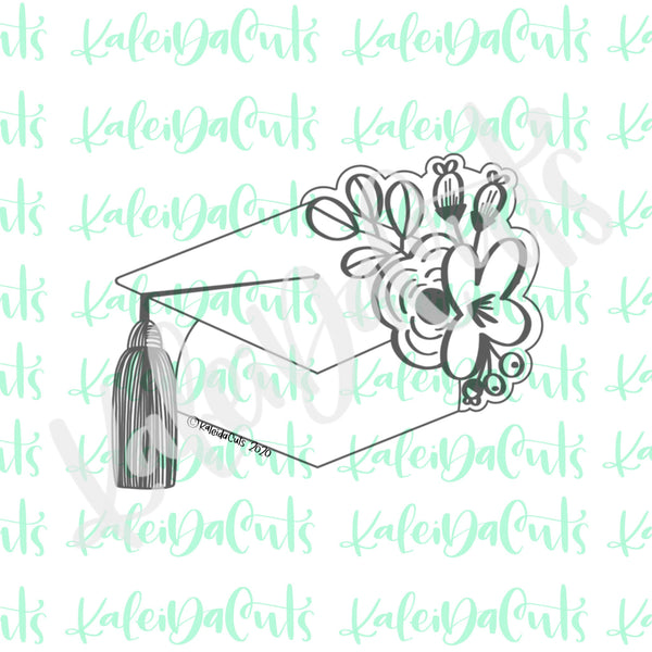 Floral Grad Hat Cookie Cutter - KaleidaCuts