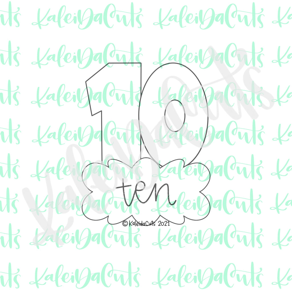 Nancy Number Ten Cookie Cutter - KaleidaCuts