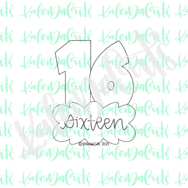 Nancy Number Sixteen Cookie Cutter - KaleidaCuts
